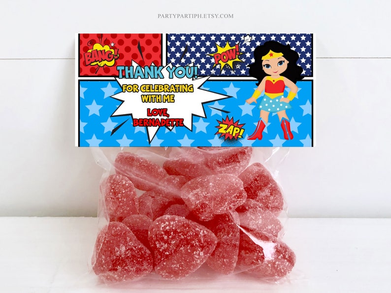 Editable Superhero Birthday Party Treat Bag Labels Template Instant ...