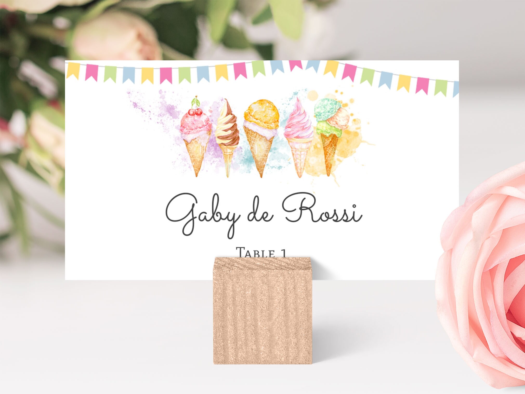 EDITABLE Ice Cream Place Cards Template Instant Download Table Name ...