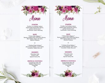 Pressed Flower Wedding Menu Card Spring Wedding Garden - Etsy