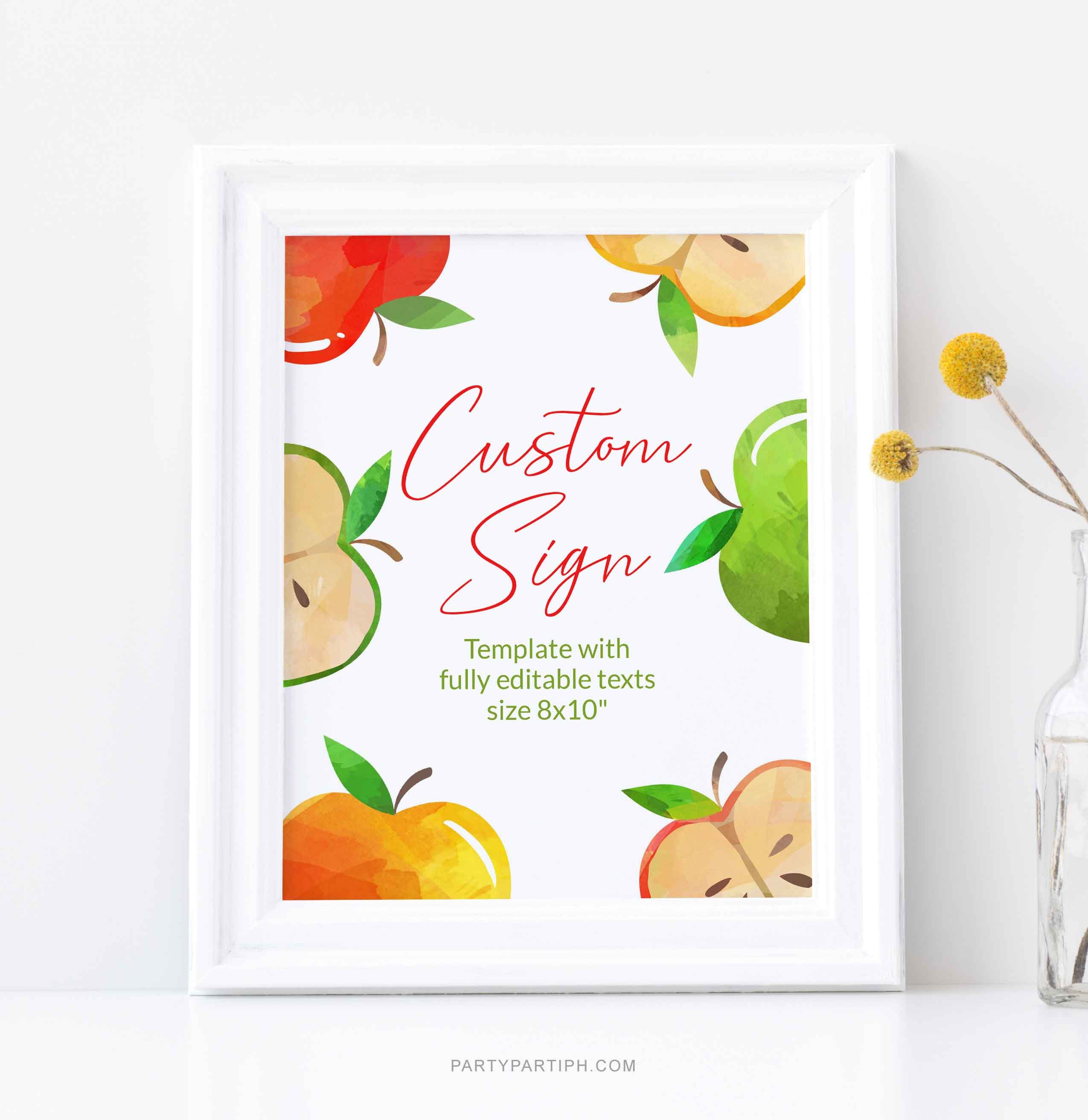 Editable Apple Custom Sign Apple Picking Birthday Table Sign Instant ...