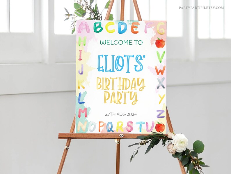 EDITABLE Alphabet Letters Birthday Welcome Sign Template Party ...