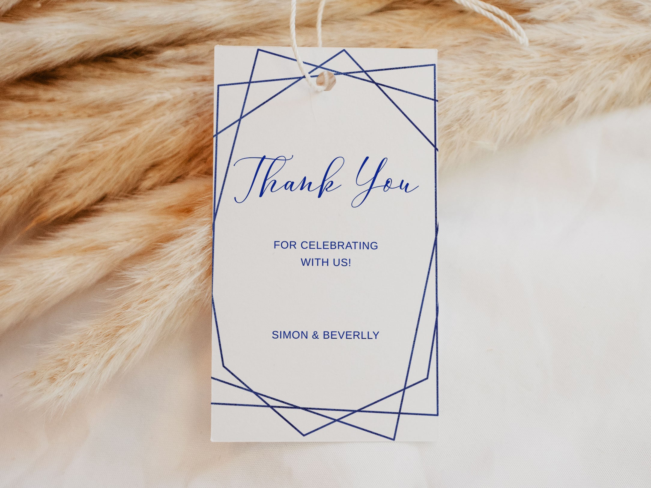 Editable Royal Blue Wedding Thank You Tags Geometric Gift Tags INSTANT ...