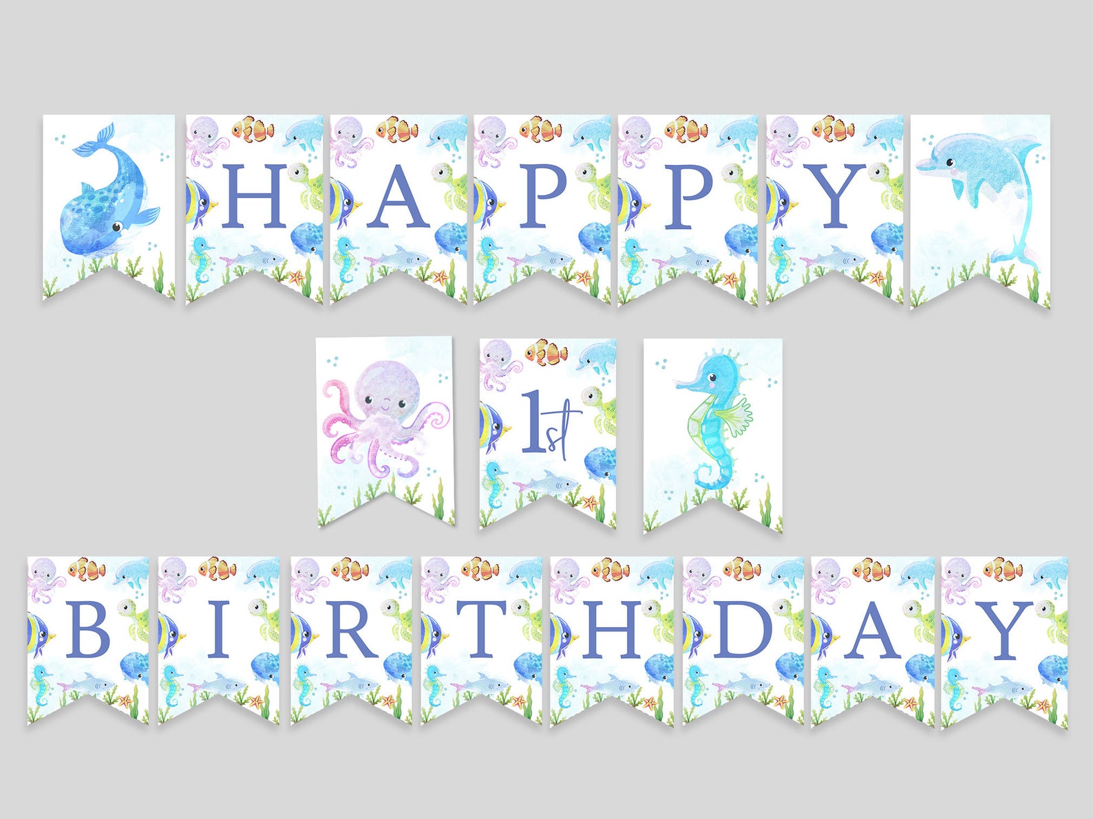 EDITABLE Under the Sea Birthday Banner Printable Template Nautical ...