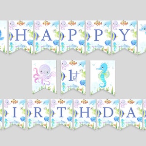EDITABLE Under the Sea Birthday Banner Printable Template Nautical ...