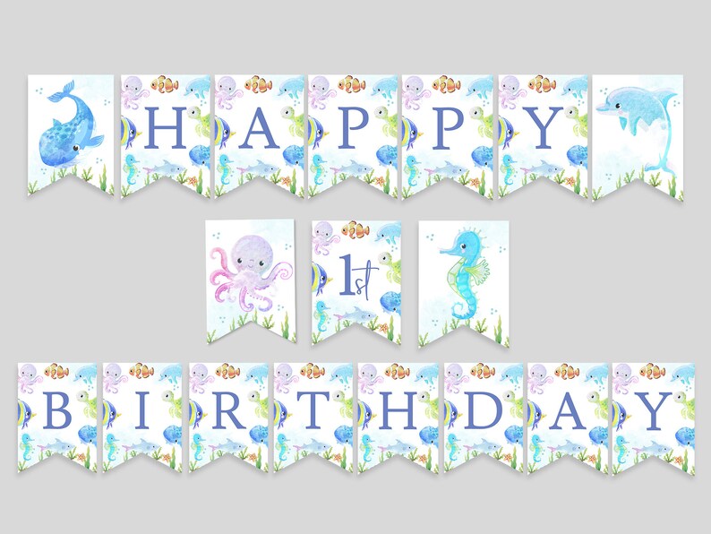 EDITABLE Under the Sea Birthday Banner Printable Template Nautical ...