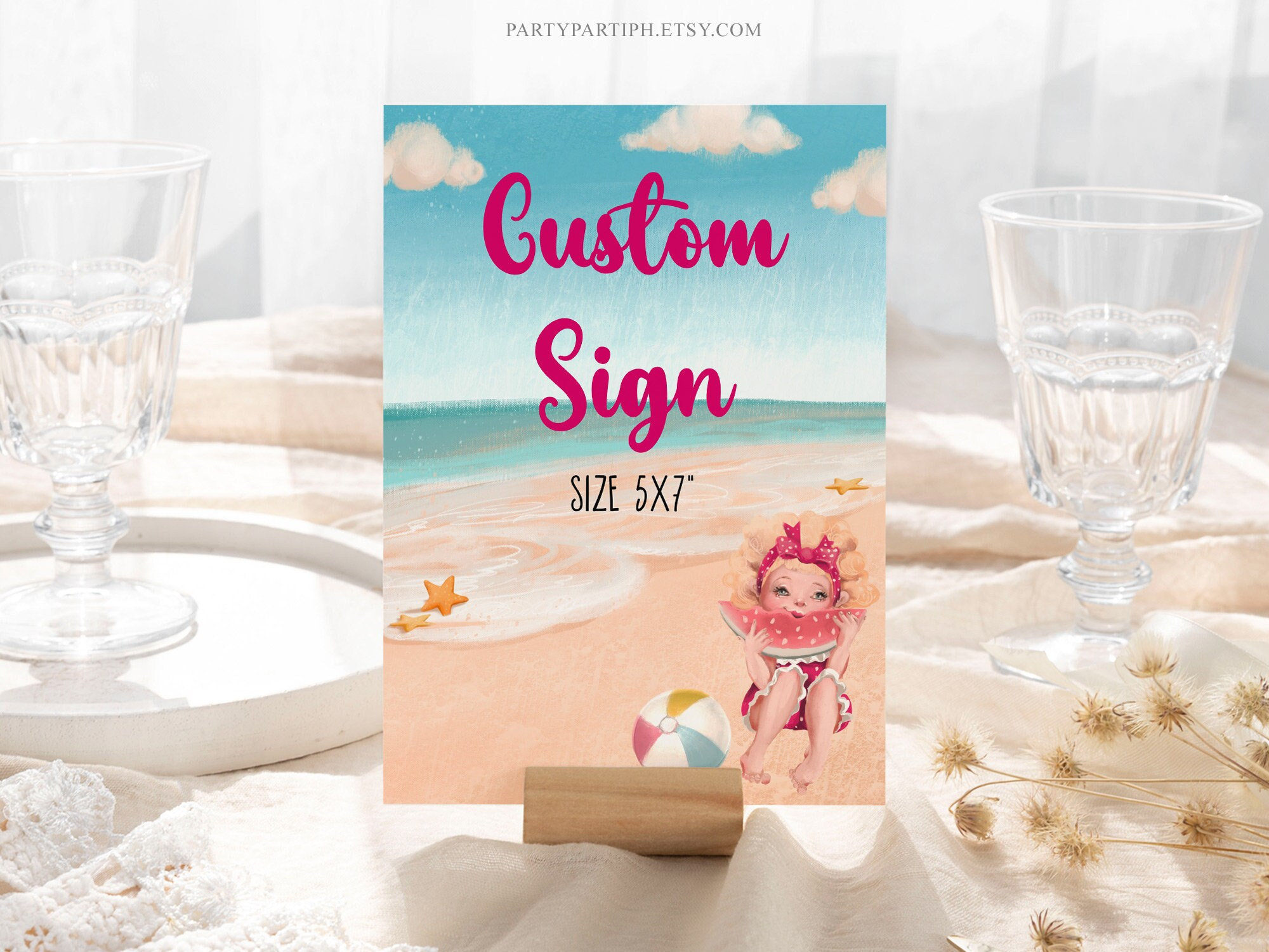 Editable Beach Birthday Party Custom Table Signs Template Instant ...