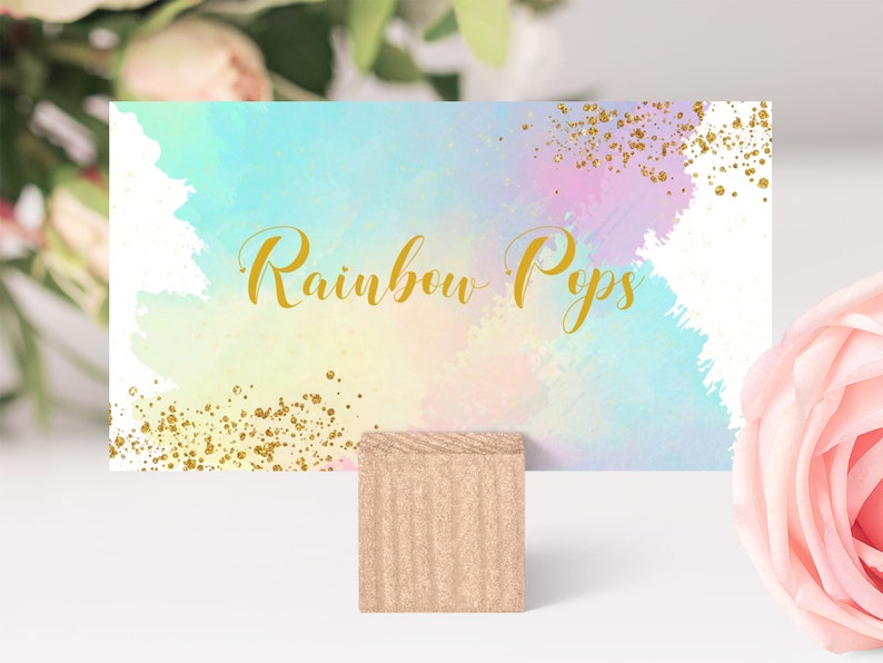 Editable Rainbow Watercolor Place Cards Template Instant Download Table ...