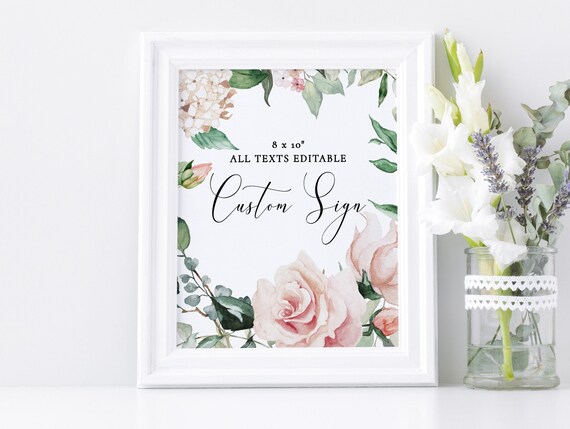 Editable Custom Sign Template Blush Pink Wedding Custom Sign | Etsy