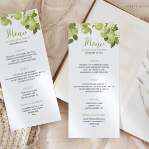 Editable Perfect Pear Baby Shower Menu Card Template Twin Pear Menu ...