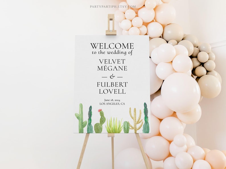 EDITABLE Cactus Wedding Welcome Sign Templates Desert Cactus Wedding ...
