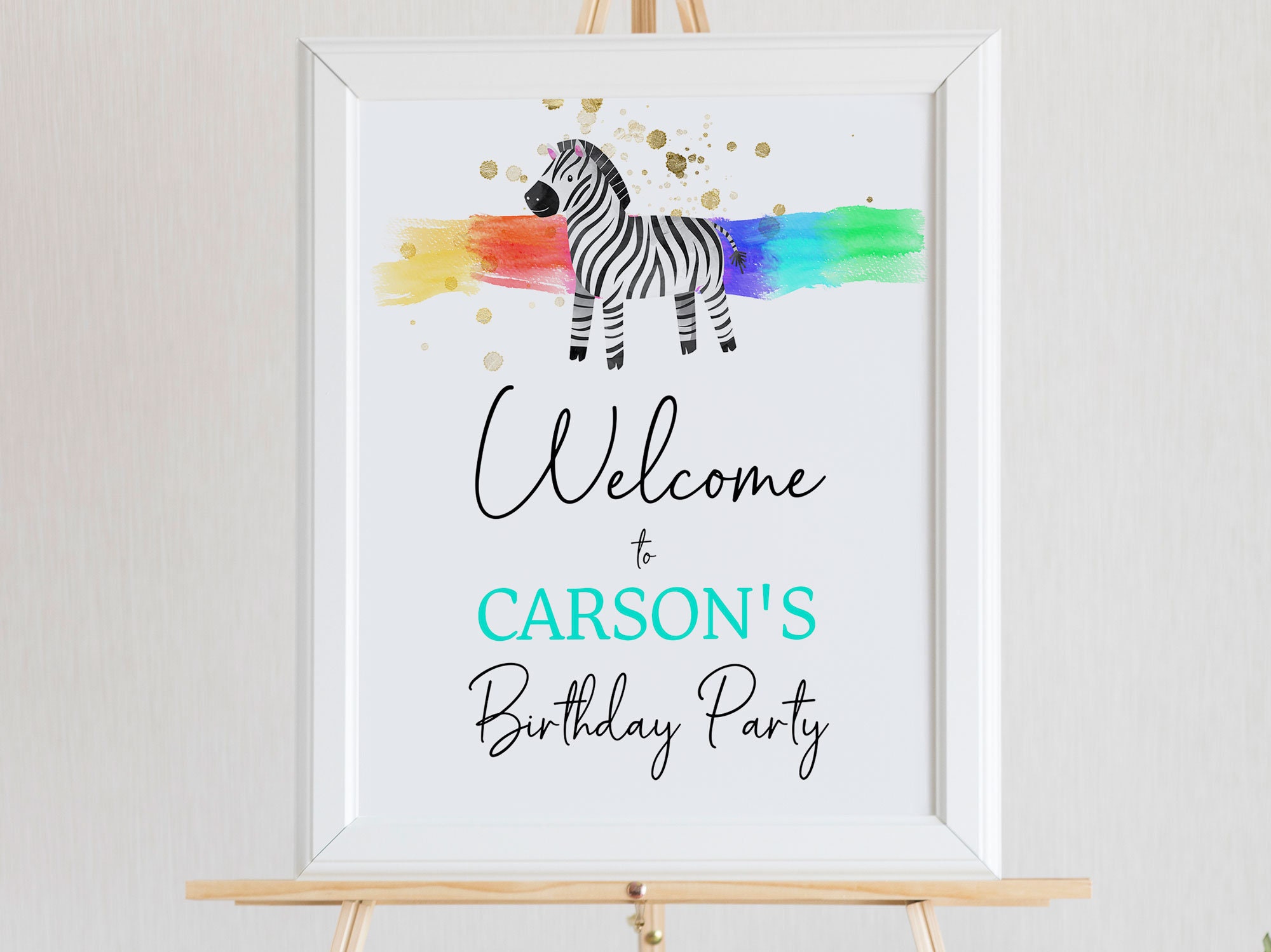 Zebra Birthday Party Animals Printable Welcome Sign Templates - Safari ...