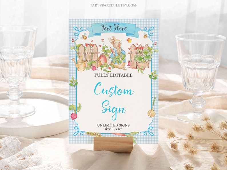 Editable Peter Rabbit Custom Table Sign Template Easter Table Decor ...
