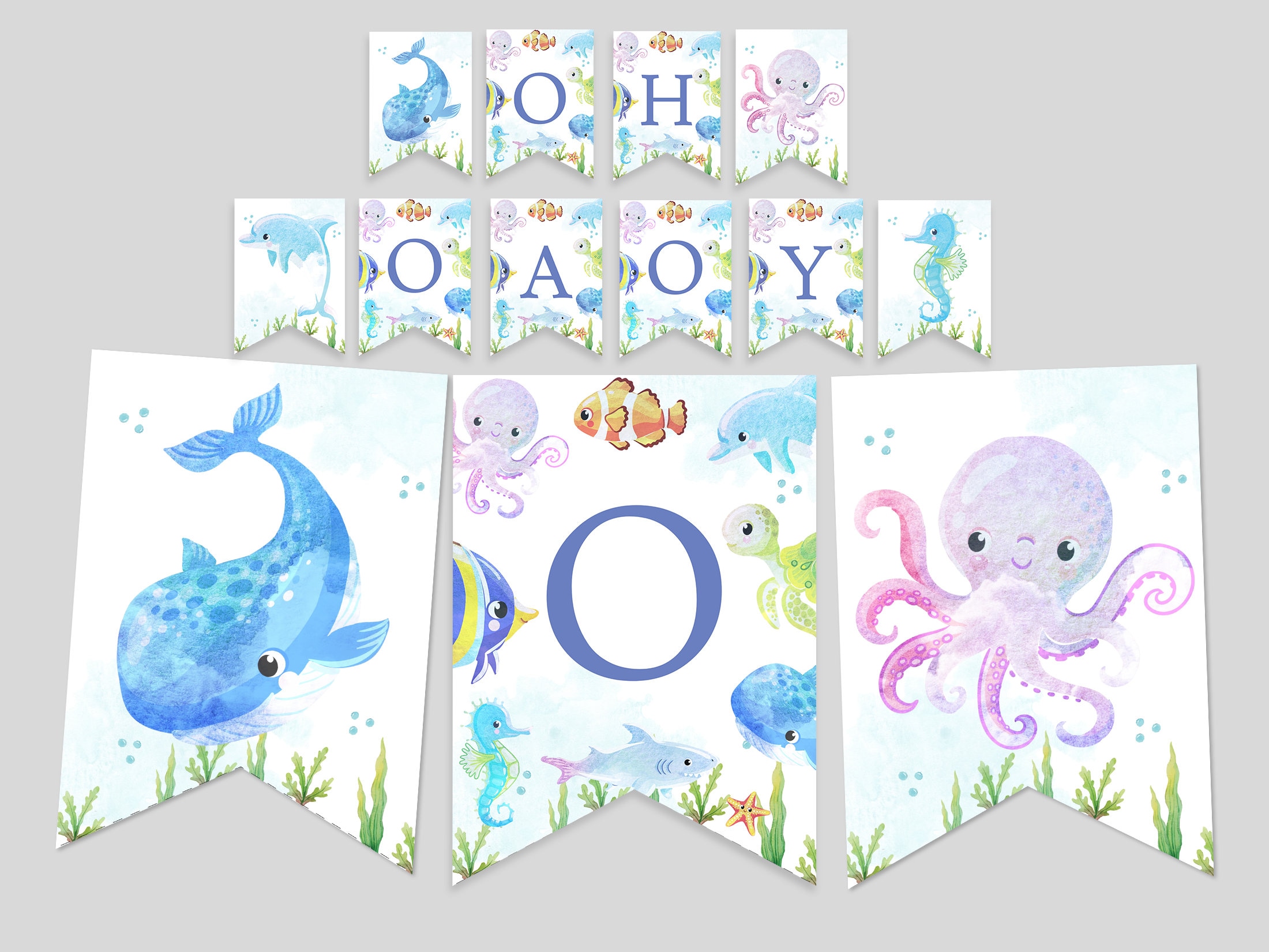 EDITABLE Under the Sea Banner Printable Template Oh Baby Ocean Baby ...