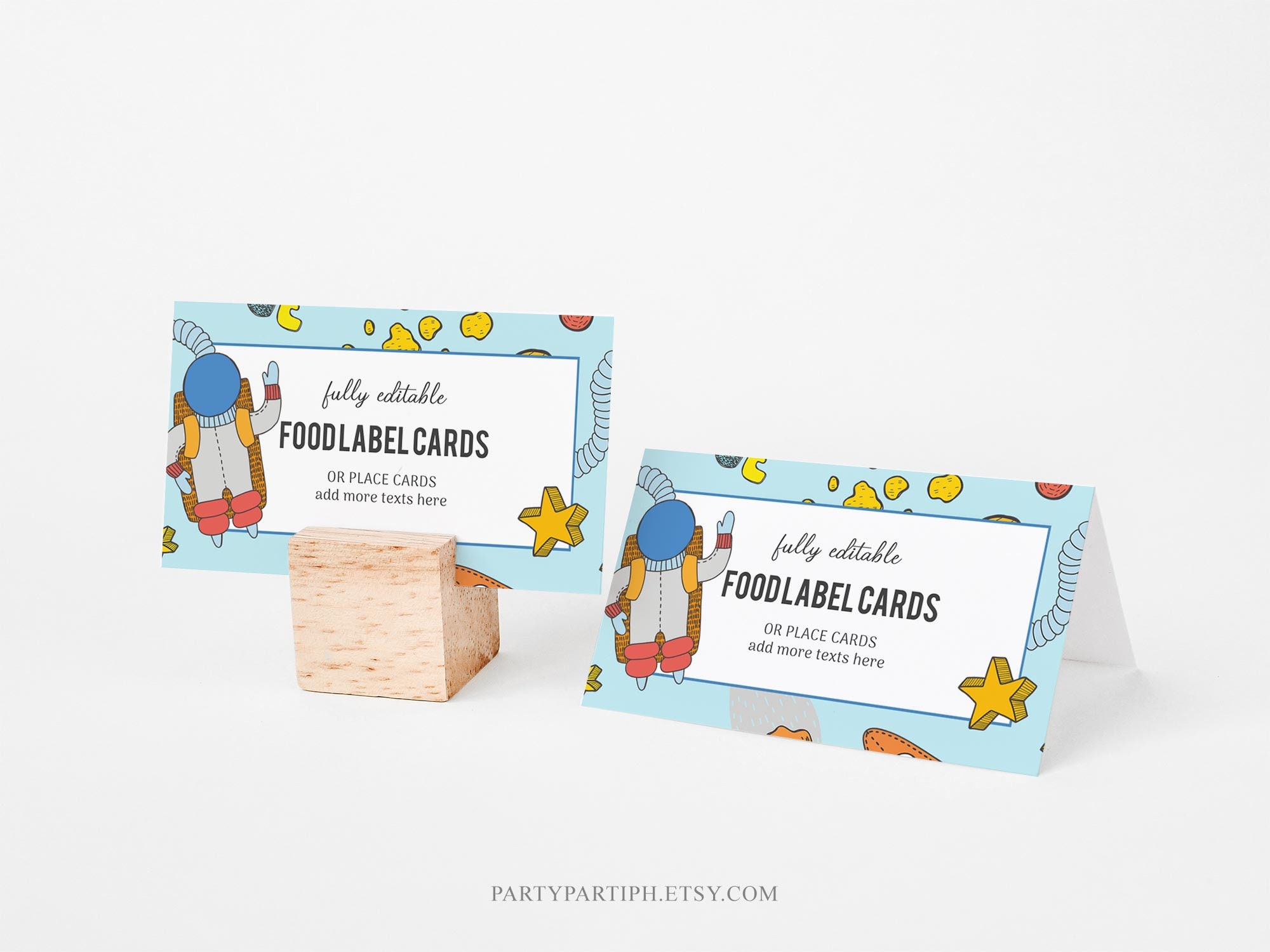 Editable Astronaut Space Place Cards Template Buffet Food Cards Table ...