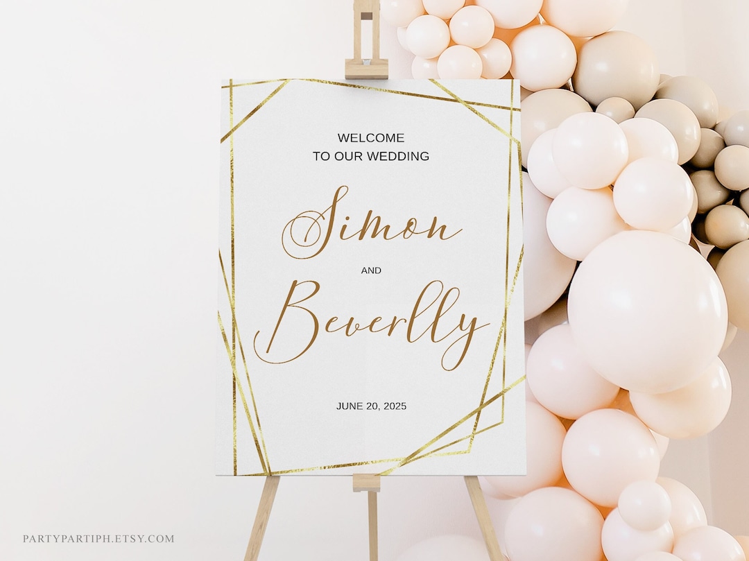 Editable Gold Wedding Welcome Sign Template Elegant Custom Wedding ...