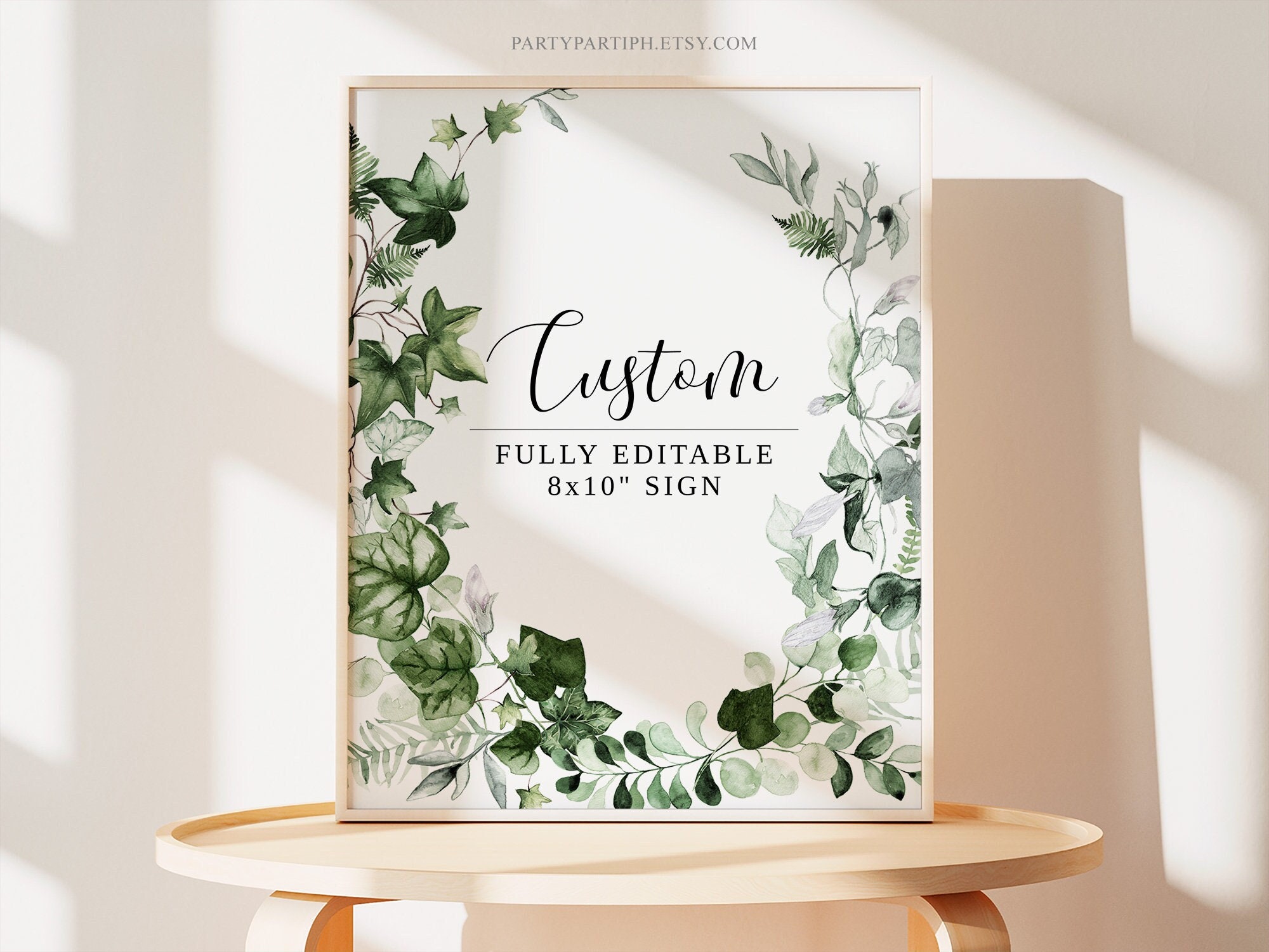 Editable Greenery Custom Table Sign Template for Wedding Table ...