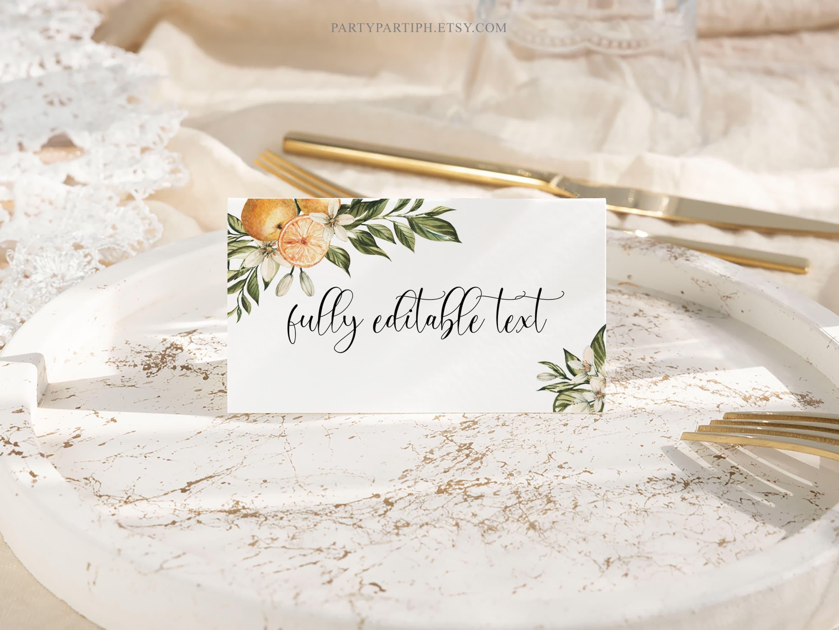 Editable Citrus Wedding Place Cards, Fruit Theme Table Name Tags ...
