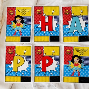 Happy Birthday Superhero Party Banner Instant Download Superhero Girl ...