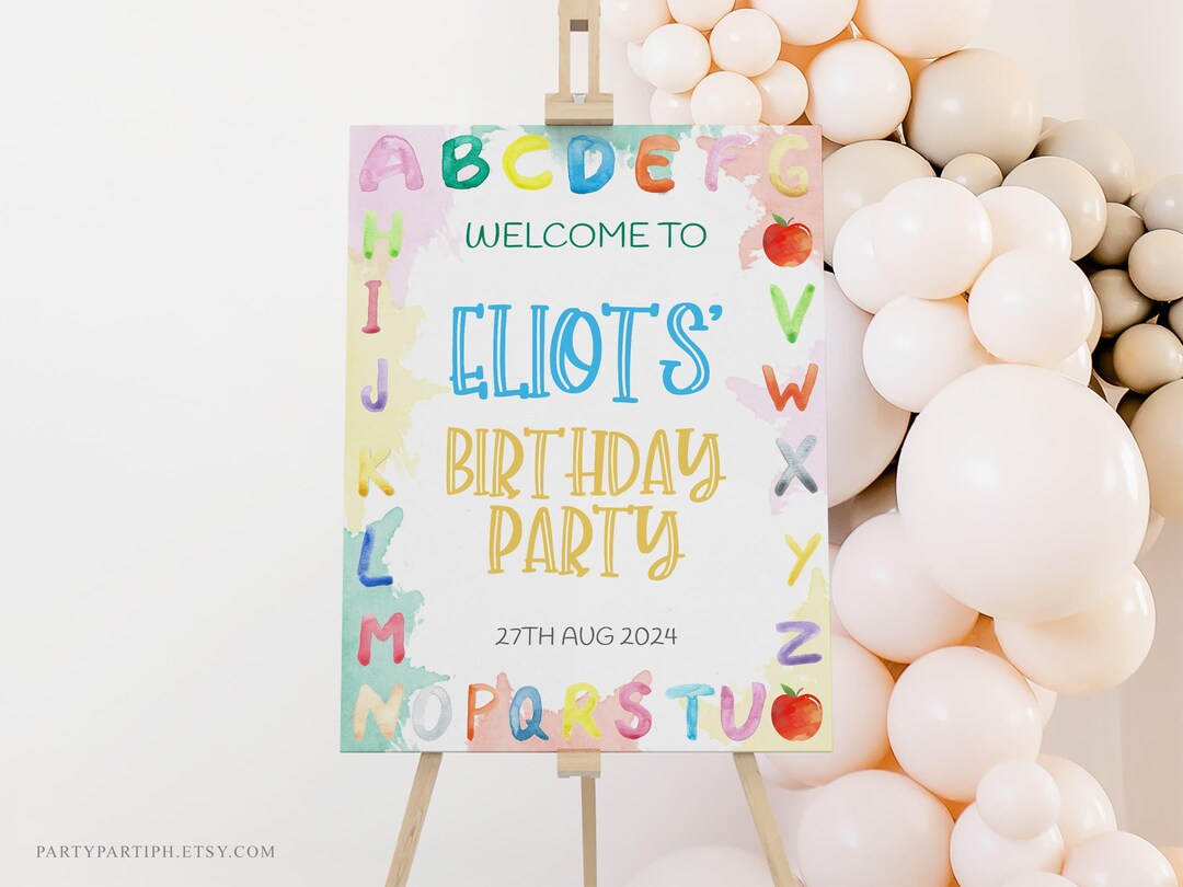 EDITABLE Alphabet Letters Birthday Welcome Sign Template Party ...