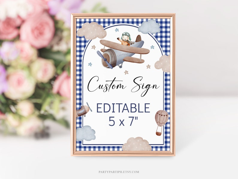 Editable Airplane Birthday Party Custom Table Signs Template Instant ...