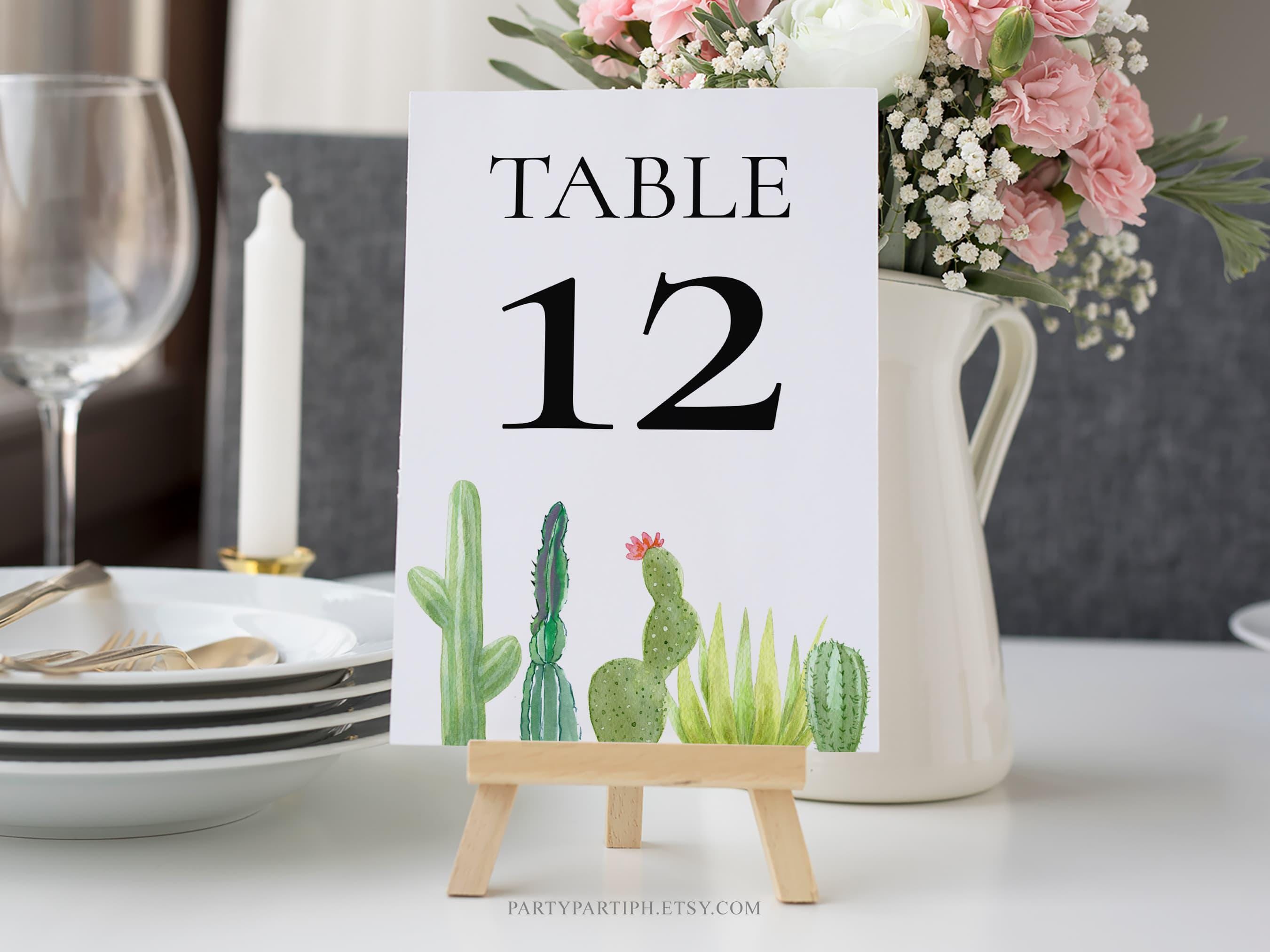 Editable Cactus Wedding Table Numbers Template Desert Cactus Table ...
