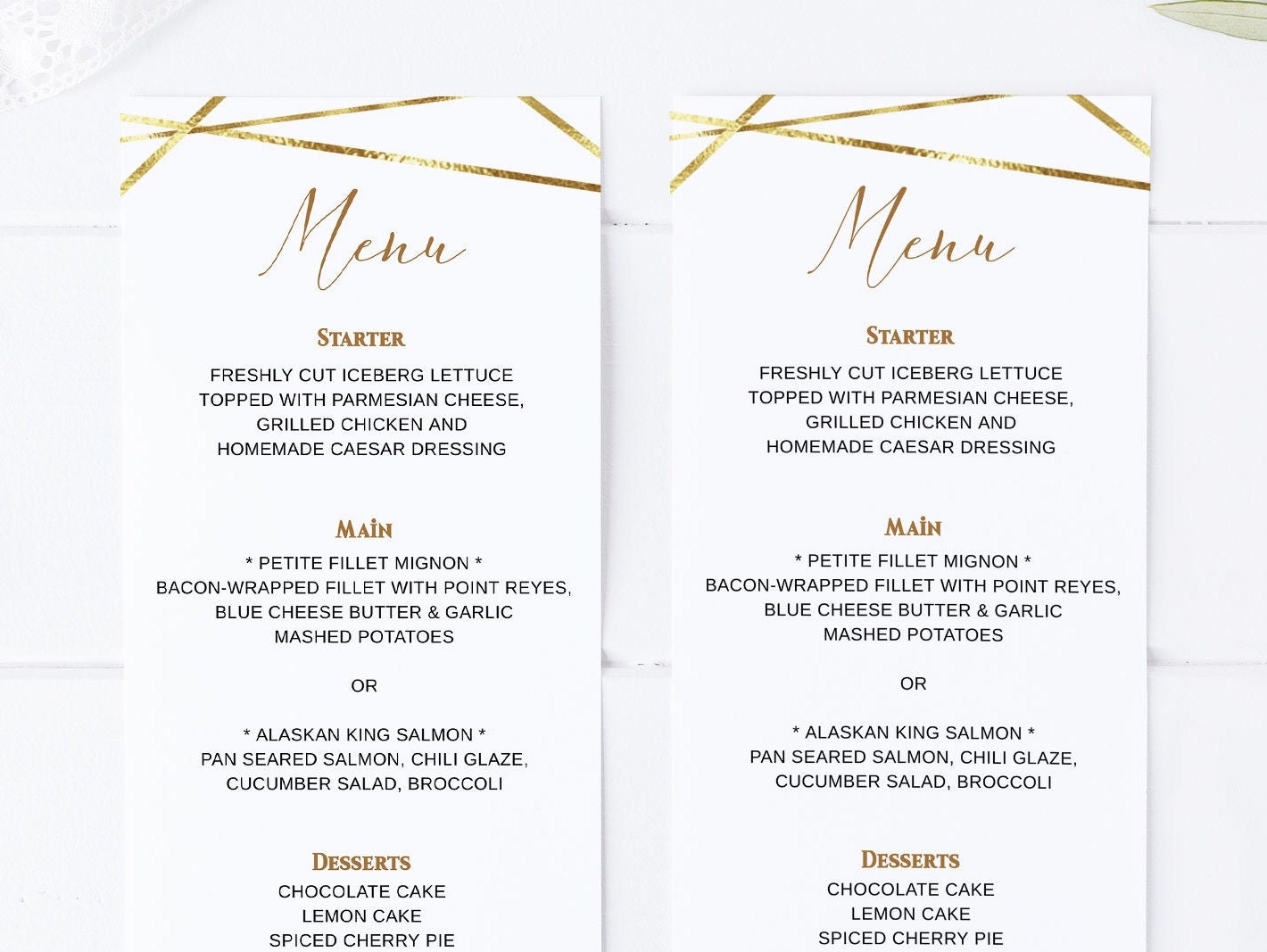 Editable Gold Frame Wedding Menu Card Template Instant Download Dinner ...