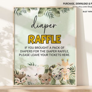 Safari Diaper Raffle Baby Shower Party Sign 8x10 Baby Shower Raffle ...
