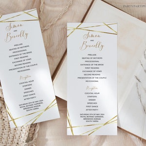 Editable Gold Wedding Program Template Geometric Invite Minimalist Program Template • INSTANT ...