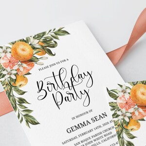 Editable Orange Birthday Invitation Citrus Birthday Invite - Etsy