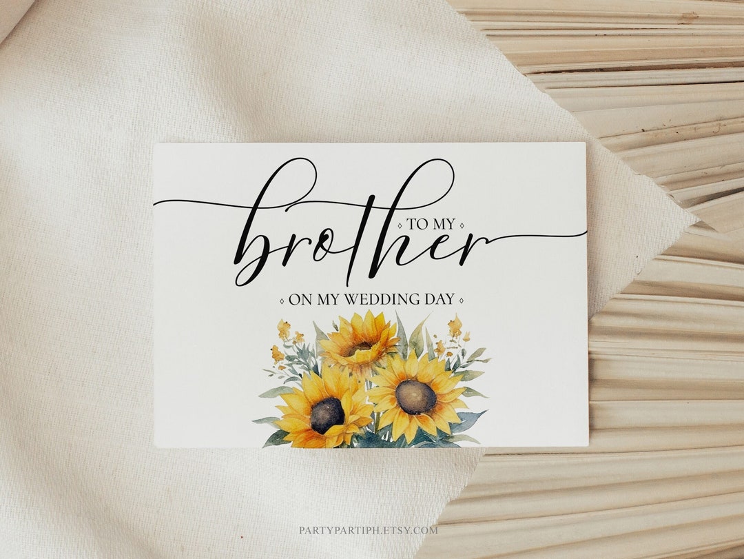 EDITABLE Sunflower Wedding Note Card Template to My Brother Note Card ...