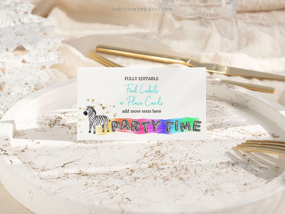 Editable Zebra Place Cards Template Instant Download Safari Table Name ...