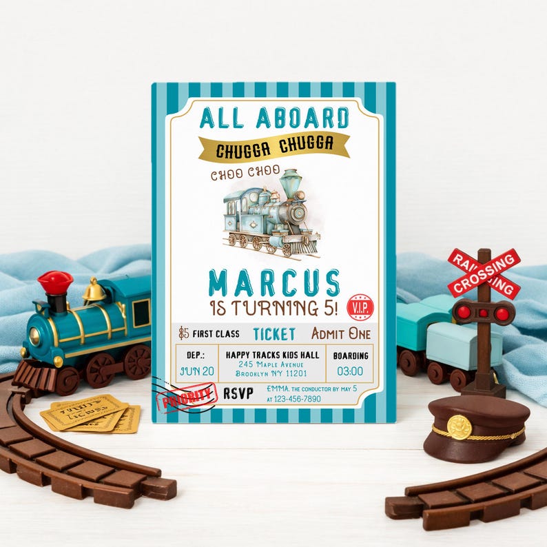 All Aboard Train Favor Tag 2x3.5, Chugga Chugga Thank You Tag, Vintage ...