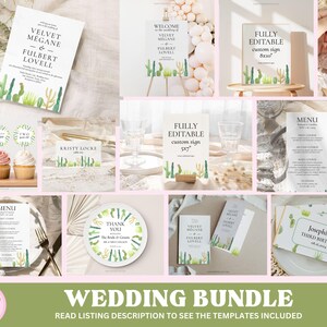 EDITABLE Cactus Wedding Menu Table Card Template Instant Download ...