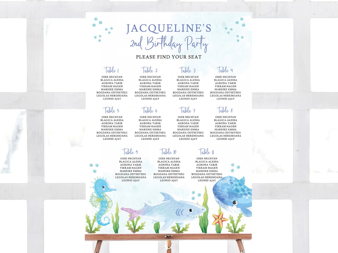 EDITABLE Under the Sea Seating Chart Template Nautical - Etsy UK