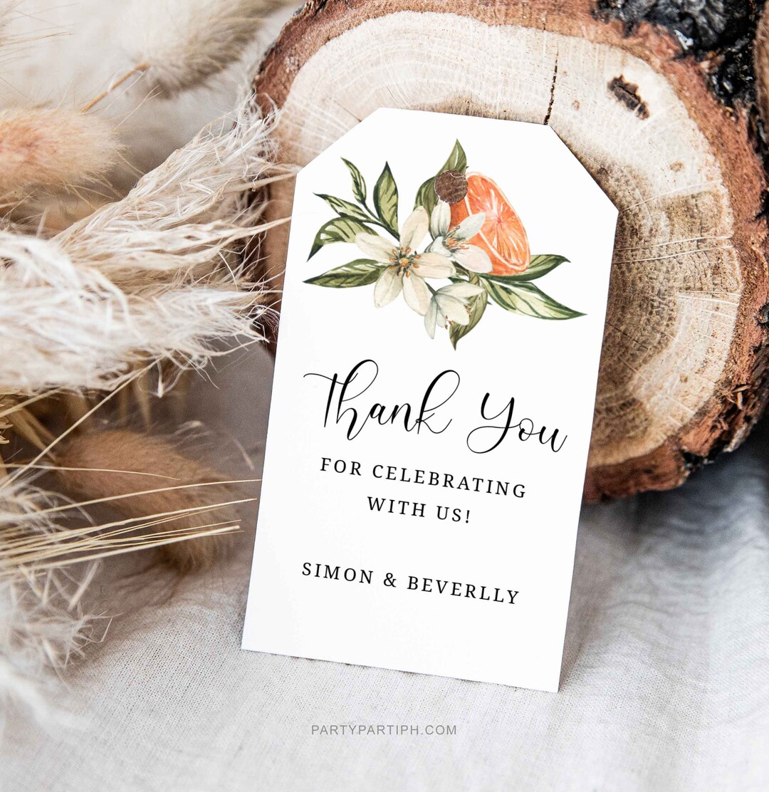 Editable Citrus Wedding Thank You Tags Orange Wedding Gift Tags INSTANT ...