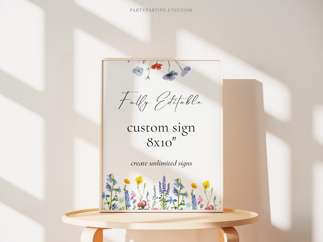 EDITABLE Cute Wildflowers Custom Table Sign 8x10 Template Floral Modern ...