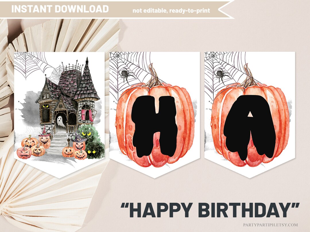 Halloween Party Banner Instant Download Happy Birthday Halloween Party ...