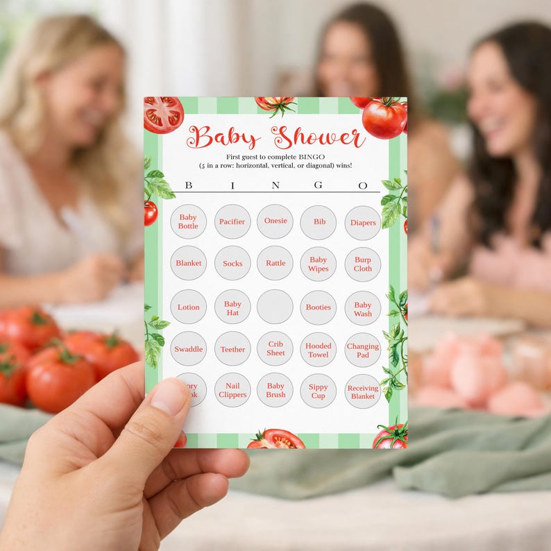 A Little Tomato Baby Shower Game Cards, Farm Garden Printable Activity ...