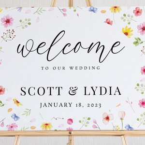Editable Wildflowers Wedding Welcome Sign Template Summer Flowers ...