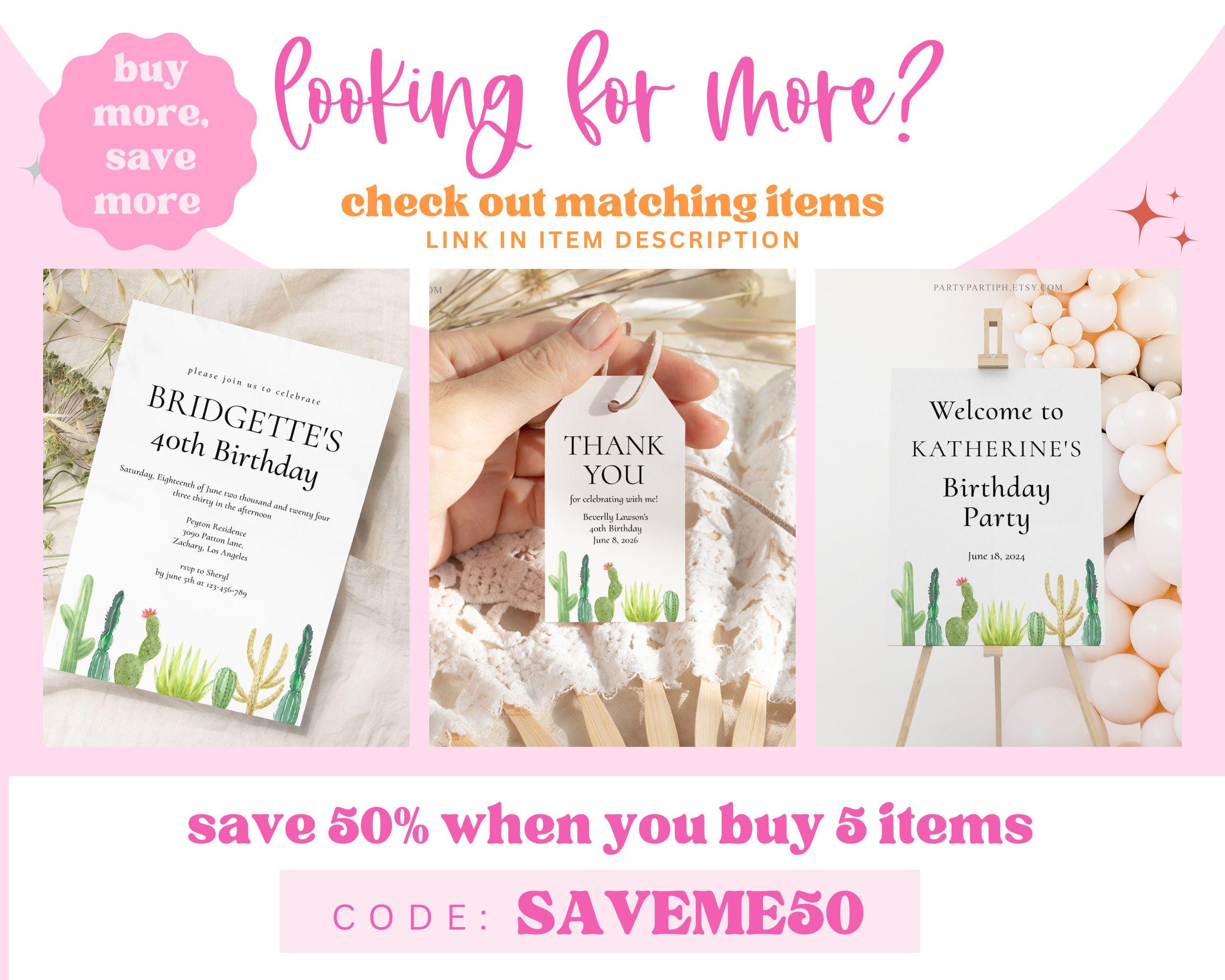 Editable Cactus Birthday Gift Tags Template Desert Cactus Thank You ...