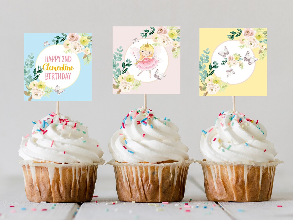 Editable Pixie and Pirate Cupcake Toppers Twin Siblings Birthday Party ...