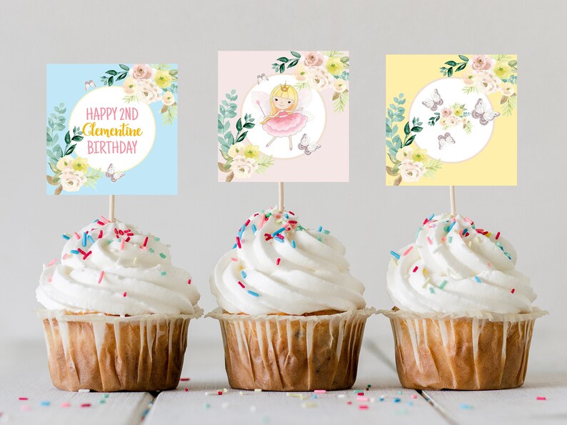 Editable Pixie and Pirate Cupcake Toppers Twin Siblings Birthday Party ...