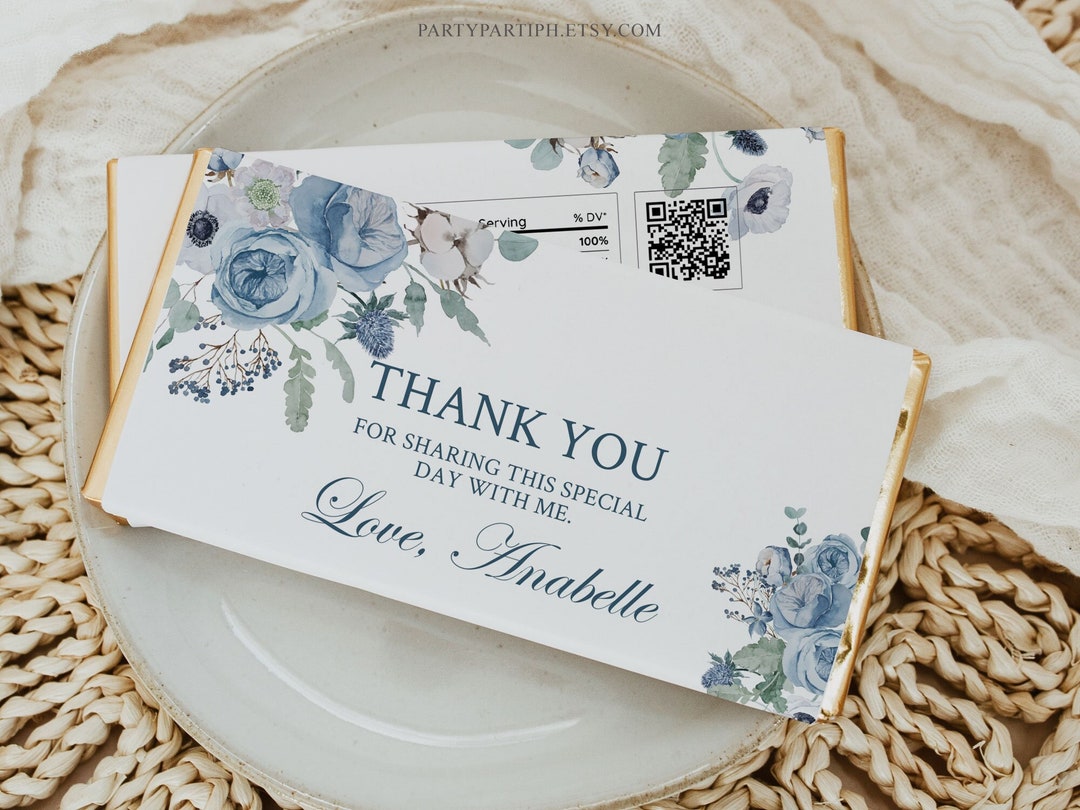 Personalized Blue Chocolate Bar Wrapper - Customizable Candy Wrapper ...