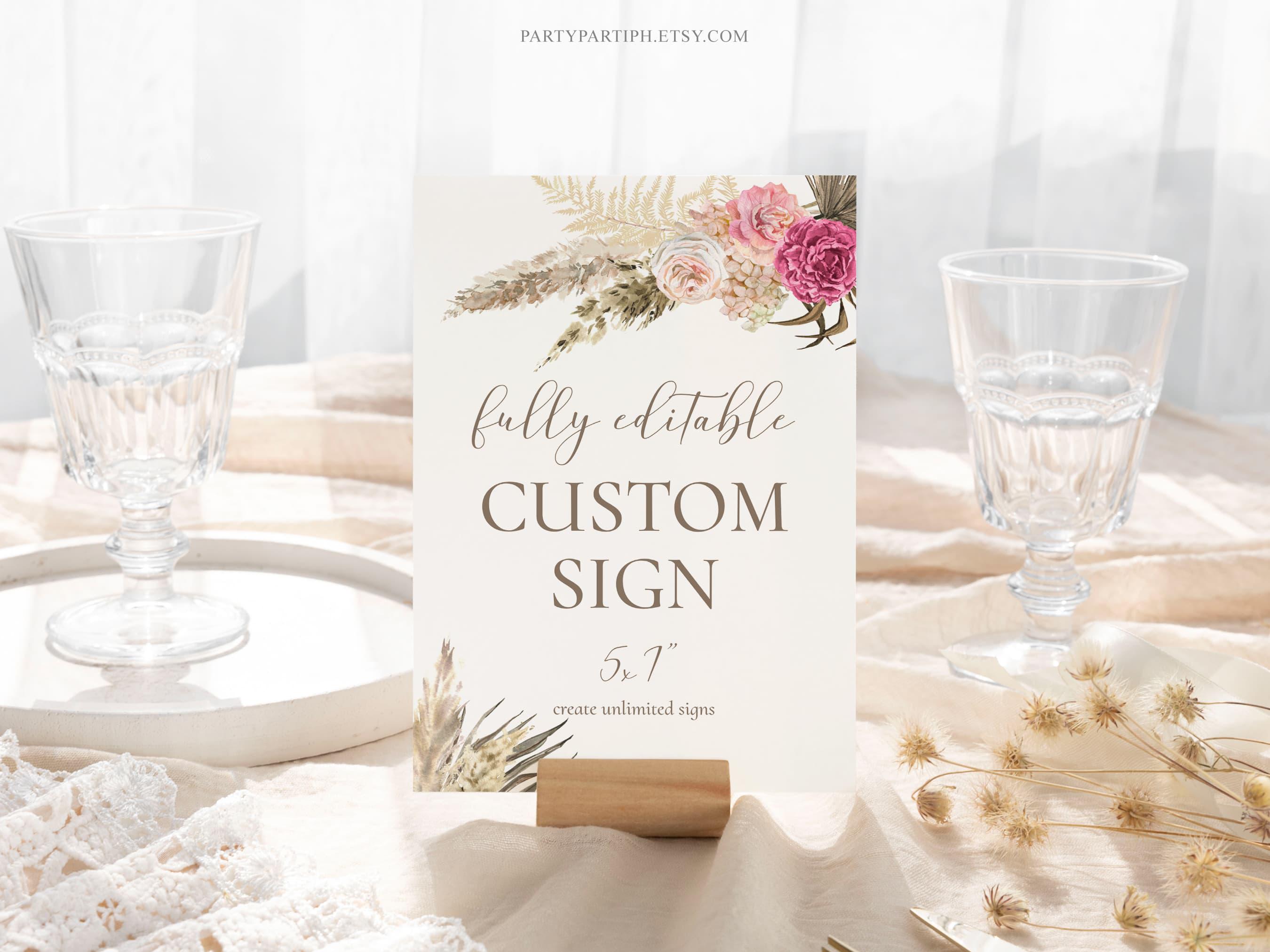 EDITABLE Boho Flowers Custom Template Sign Boho Garden Theme Birthday ...
