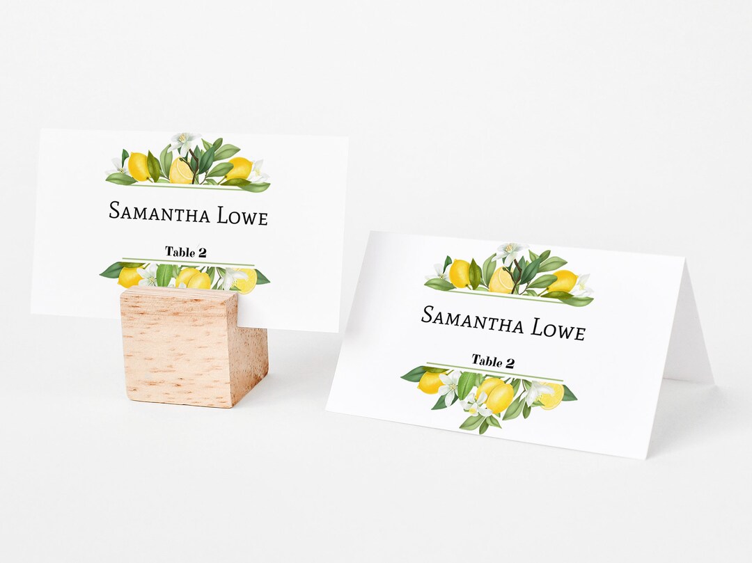 Editable Lemon Place Cards Template Instant Download Citrus Table Name ...