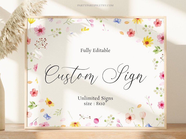 EDITABLE Wildflowers Sign Template Garden Theme Wedding Custom Table ...