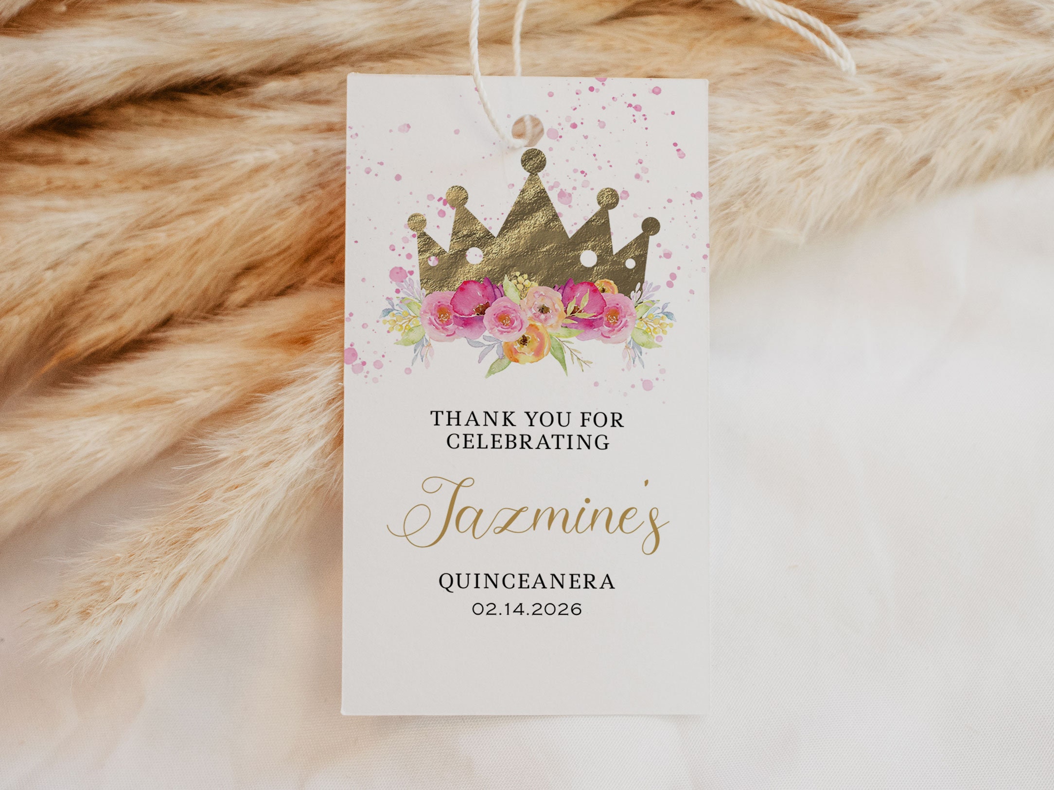 Editable Quinceanera Favor Tag Templett Template Mis Quince Anos 15th ...