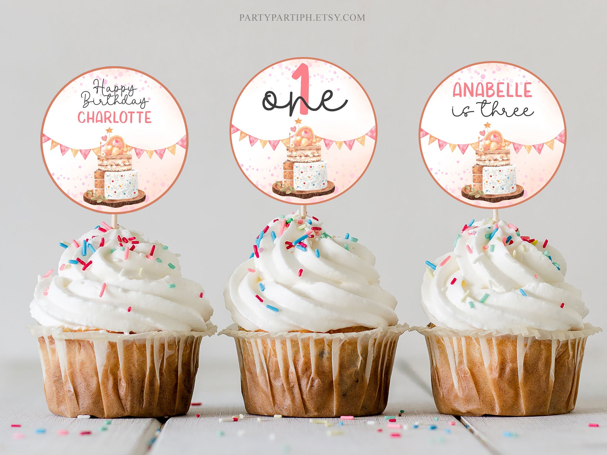 Editable Boho Cupcake Toppers Birthday Cake Party Cupcake Toppers Boho ...