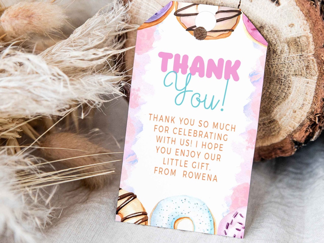 Editable Donut Birthday Thank You Tags Thank You a Hole Bunch Gift Tags ...