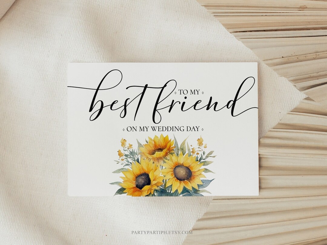 EDITABLE Sunflower Wedding Note Card Template to My Best Friend Note ...